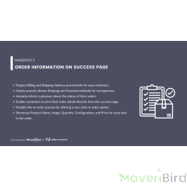 Order Information On Success Page Extension - Mavenbird